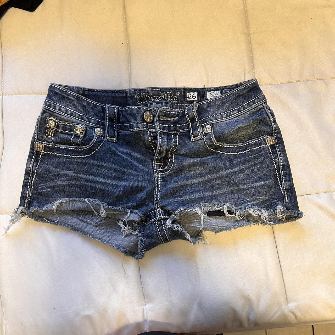 Miss Me jean shorts cut offs size 26 low waisted - Depop