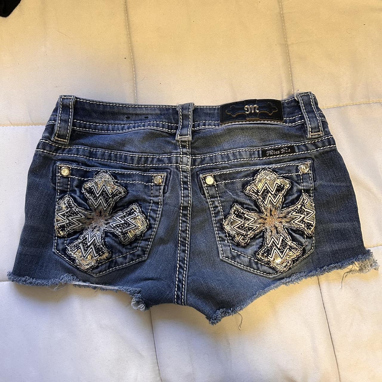 Miss Me jean shorts cut offs size 26 low waisted - Depop