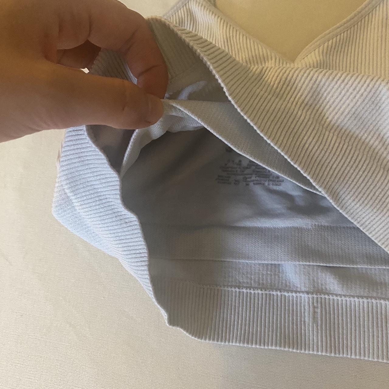 white ribbed comfy crop top double lined so you can... - Depop
