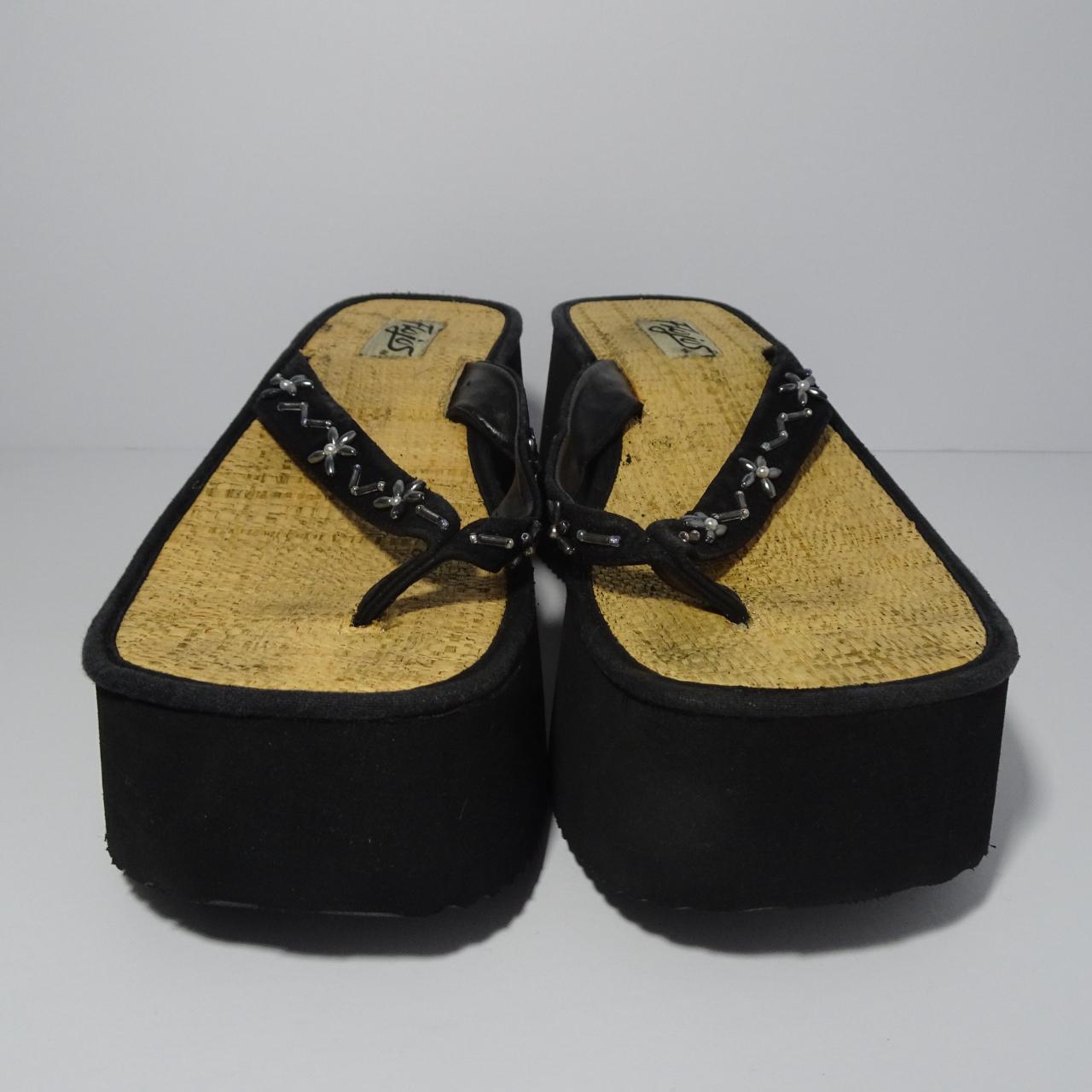 Vintage 90s Y2K Flojos Platform Flip Flop Thong... - Depop