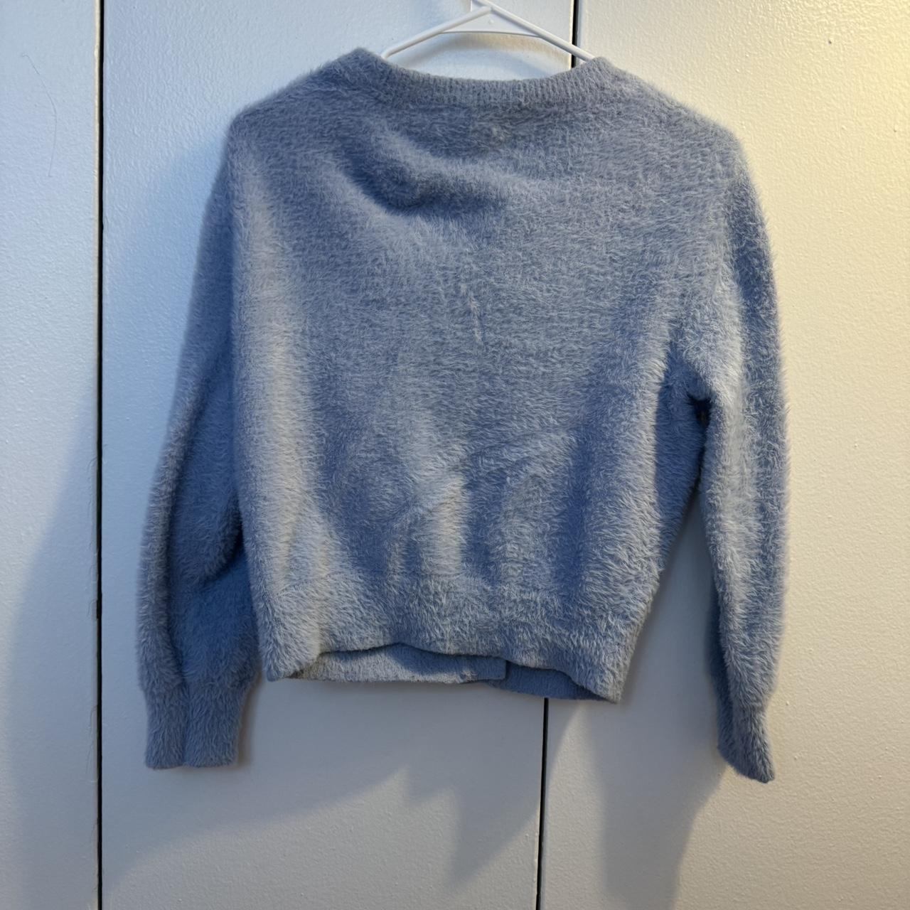marine layer blue fuzzy sweater - Depop