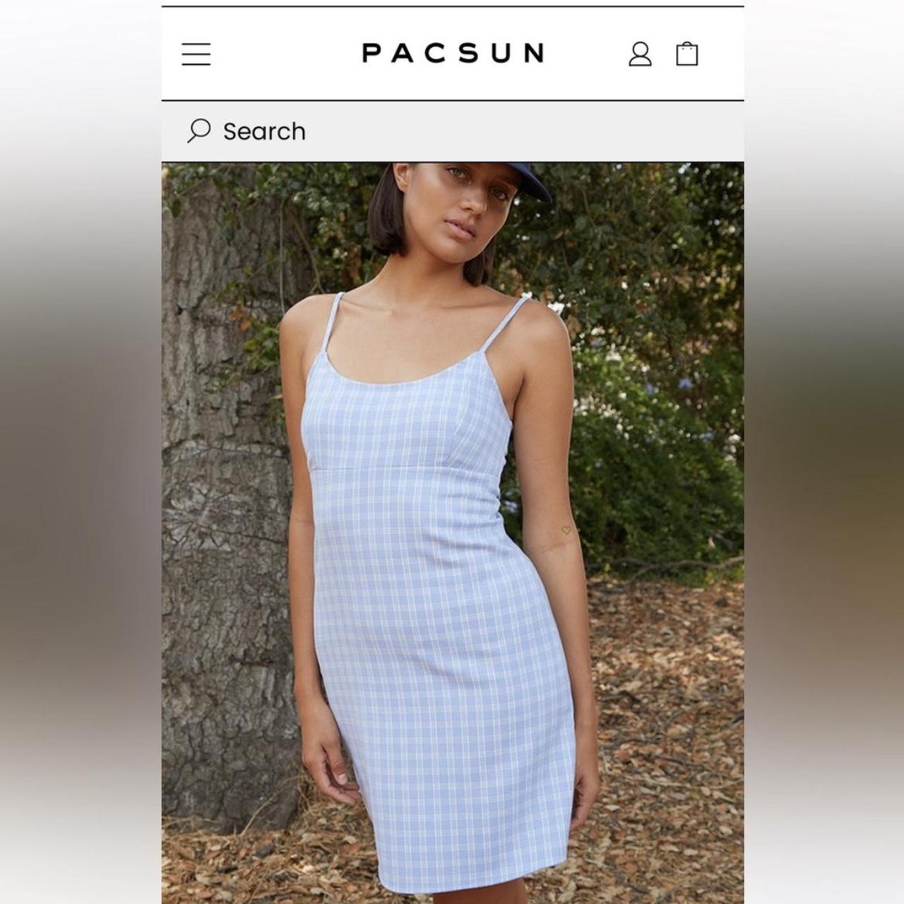 PacSun Women's White and Blue Dress | Depop