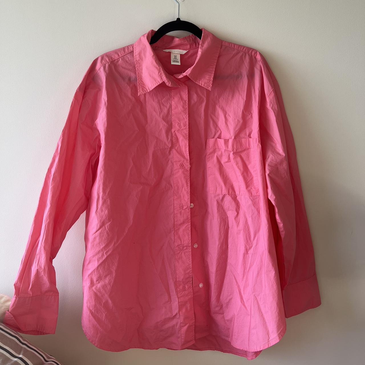 H&M pink button down shirt. Oversized fit. Never... - Depop