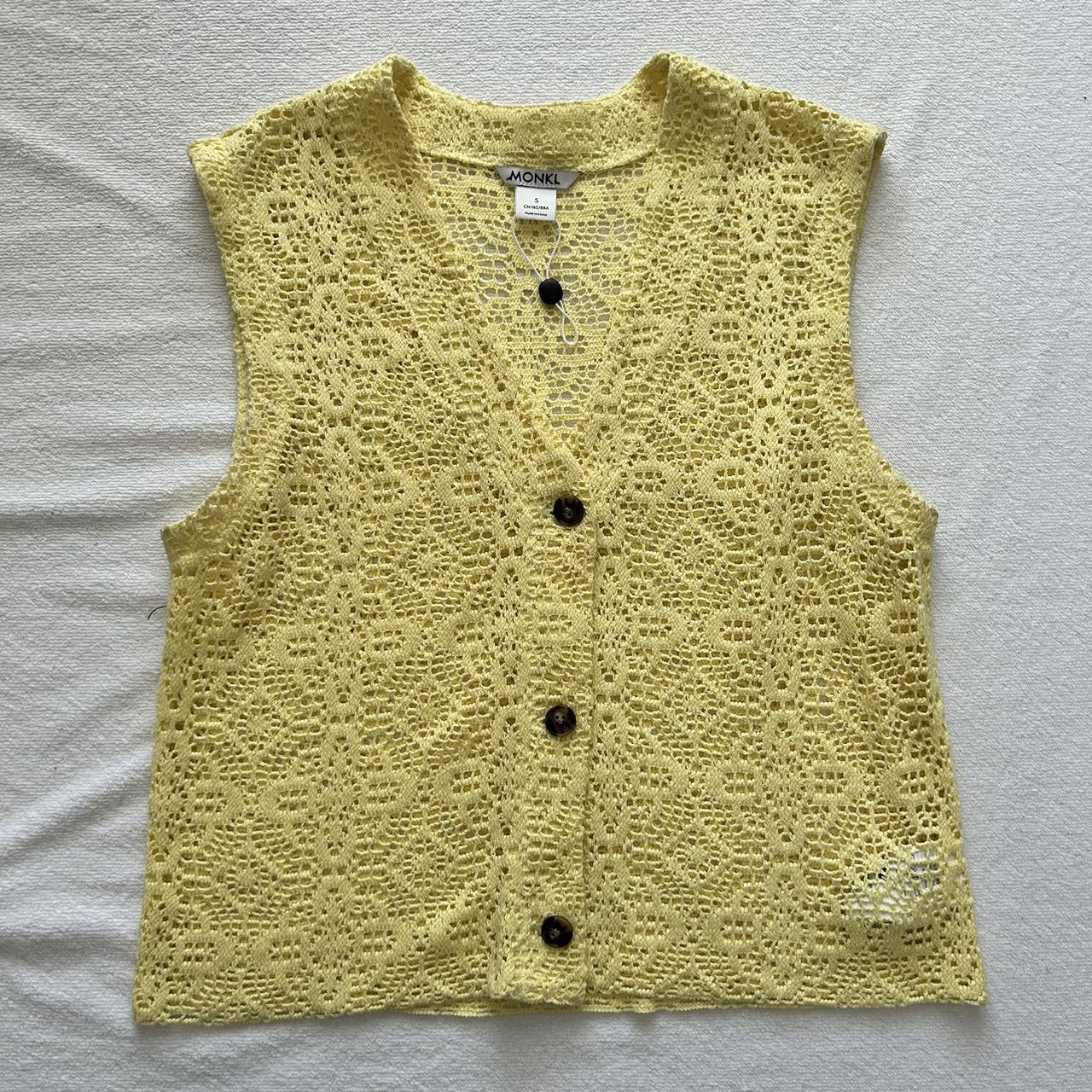 yellow knit vest so 70s cutest knit pattern #70s... - Depop