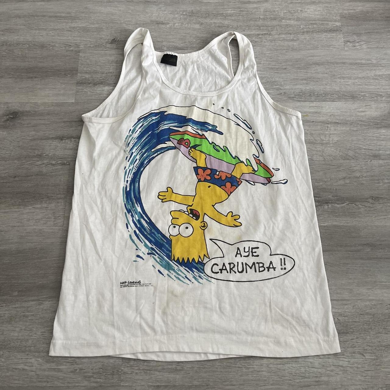 Vintage The Simpsons 1989 Aye Carumba TV Tank Top XL... - Depop