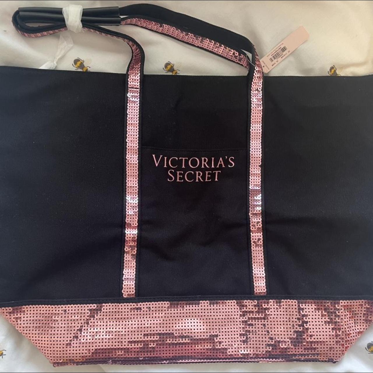 Victoria's Secret Women's Pink and Black Bag | Depop