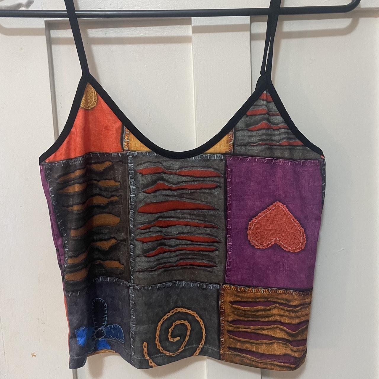 Patchwork crop top AU size 6 unknown brand brand new... - Depop