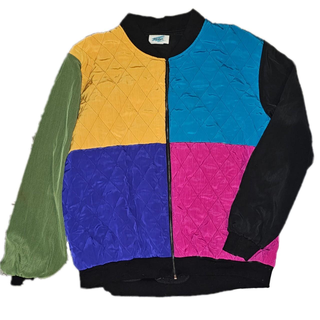 Multi colored color block jacket with two different... - Depop