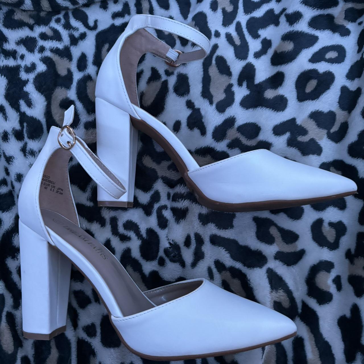 3 inch white heels Brand: dream pairs DO NOT COME... - Depop