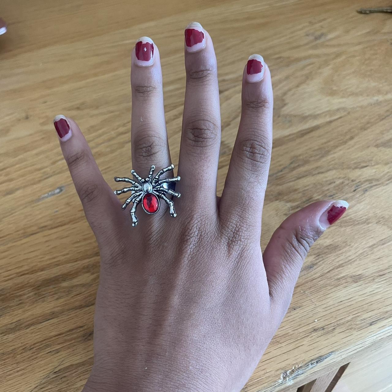 Silver spider ring with red stone #jewelry... - Depop