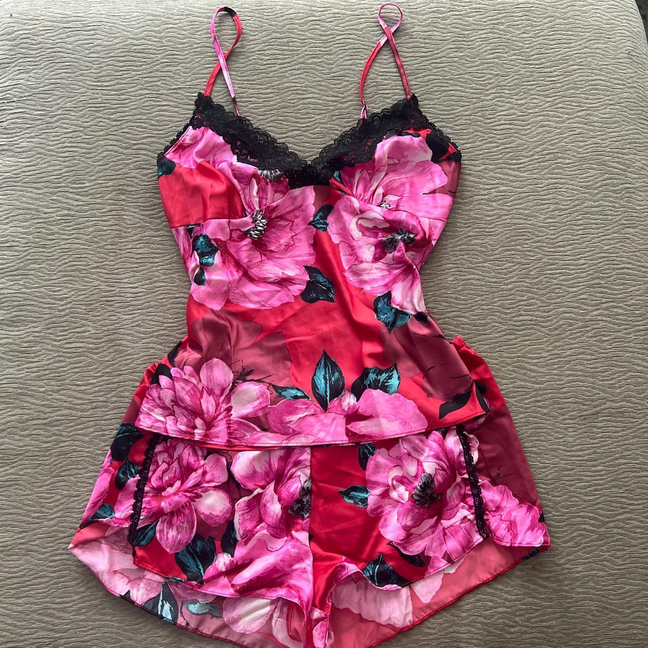 two piece cheeky pj set floral #pjset #pajamas... - Depop