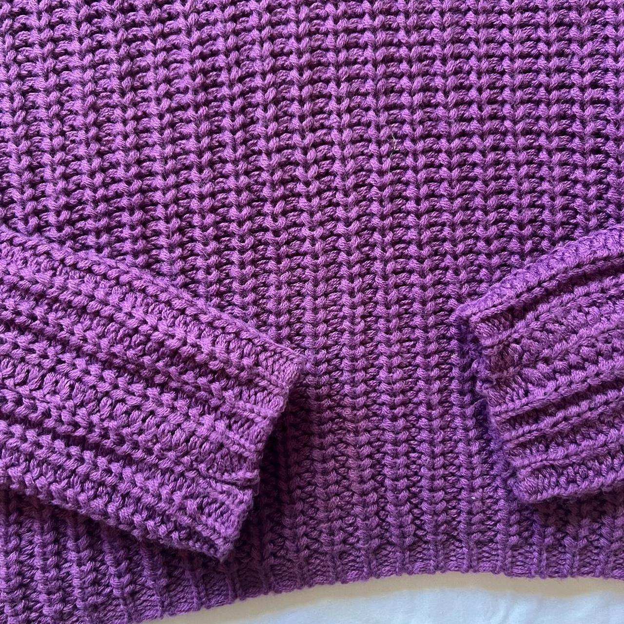 Purple hand knit chunky turtleneck. Fits up to au... - Depop