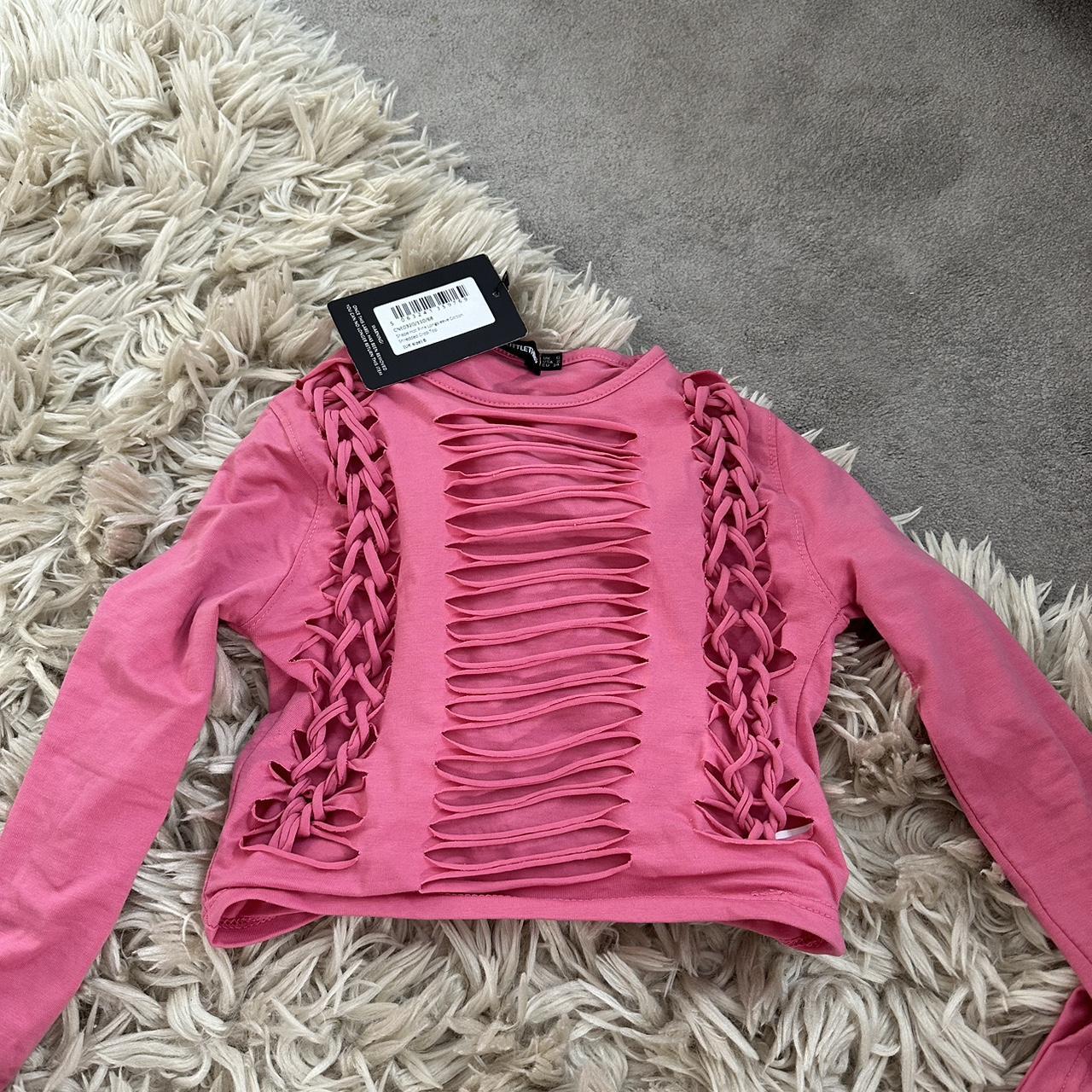 PLT pink cut out long sleeve crop top Brand new with... - Depop