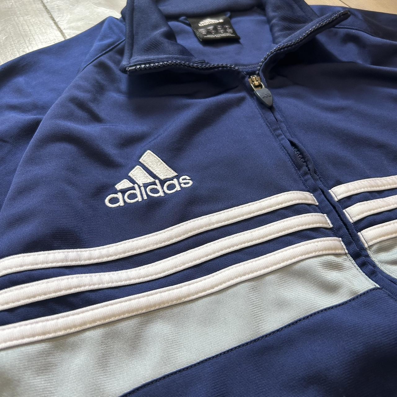 Blue Adidas track jacket with embroidered logo... - Depop