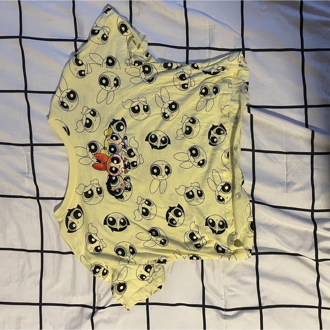 Light Yellow Powerpuff Girl Shirt Cropped Lightly... - Depop
