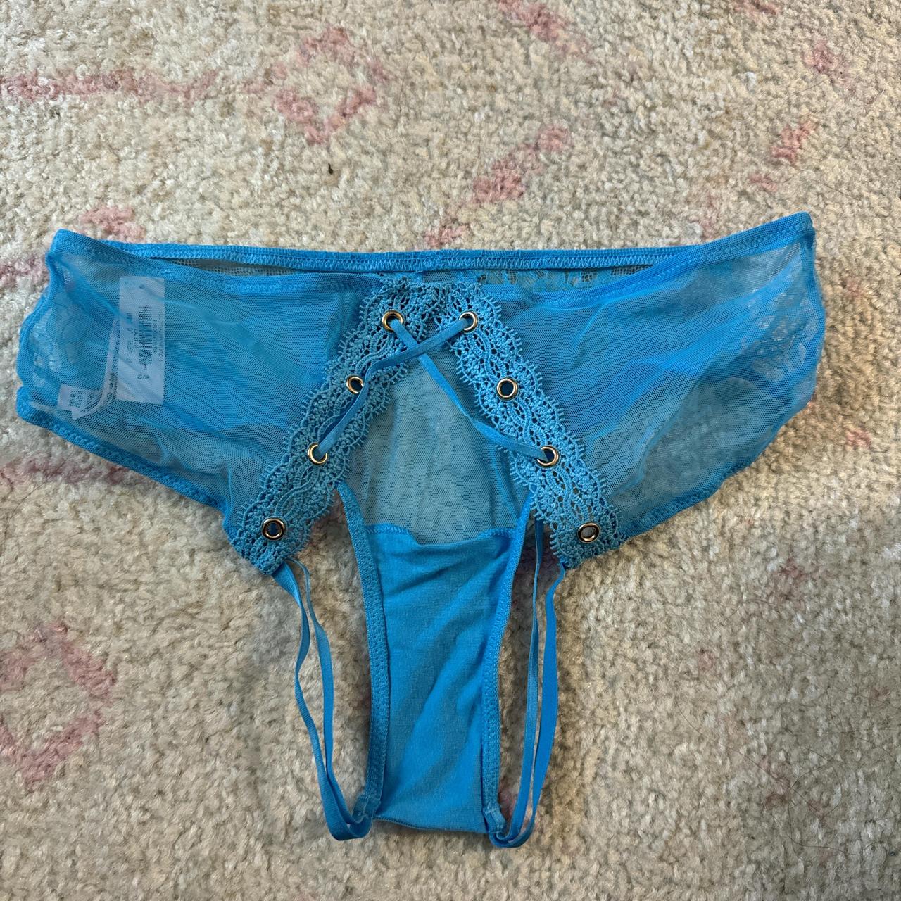 blue victoria’s secret mesh crotchless panty - Depop