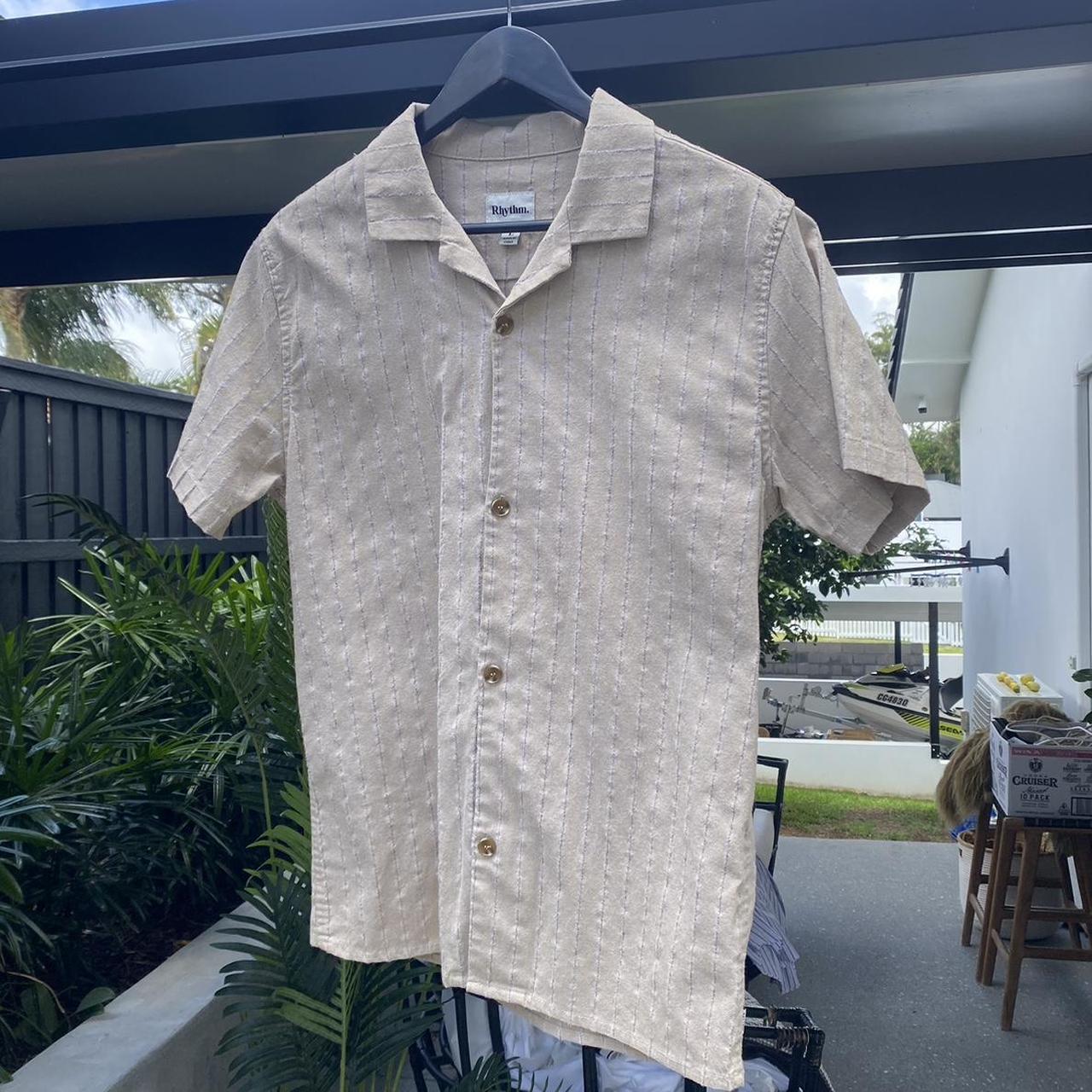 Rhythm beige button up shirt Condition: VNDS - worn... - Depop