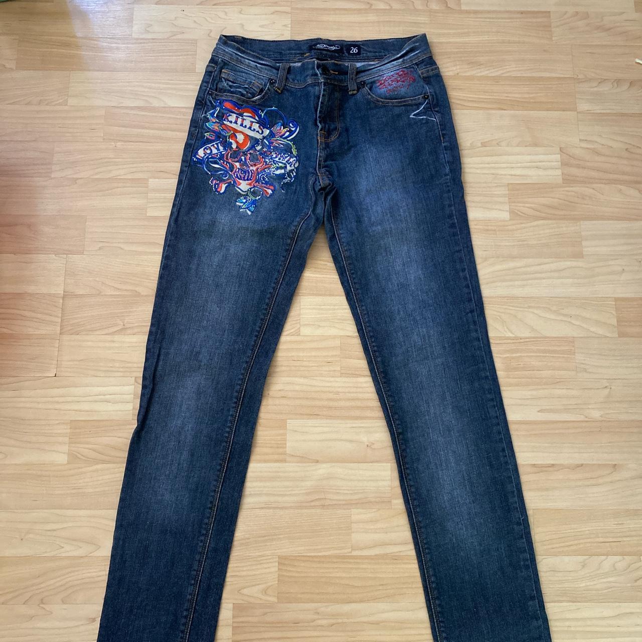 Ed Hardy Rhinestone Jeans • Love Kills Slowly •... | Depop