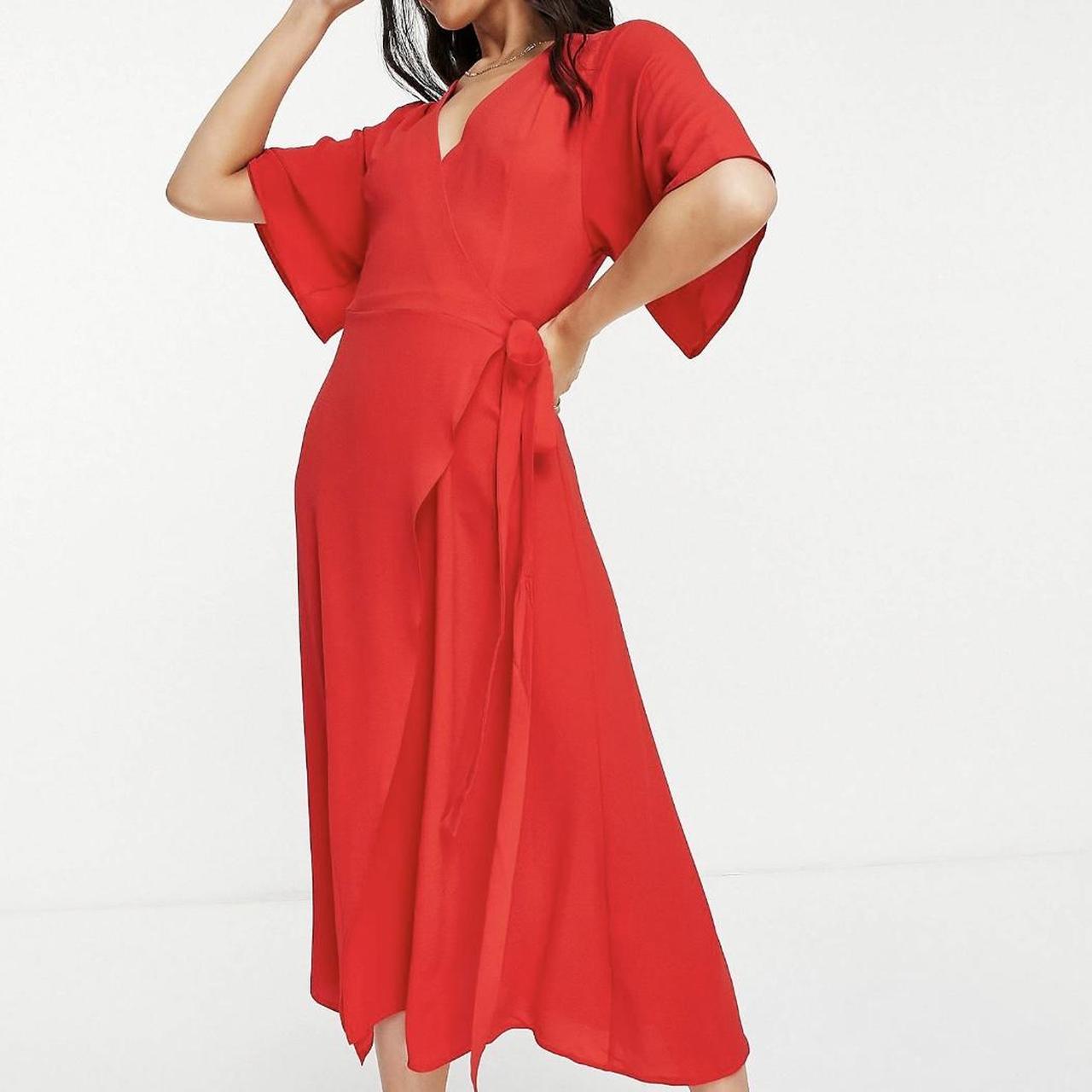 Red wrap dress #workdress #wrapdress #reddress... - Depop