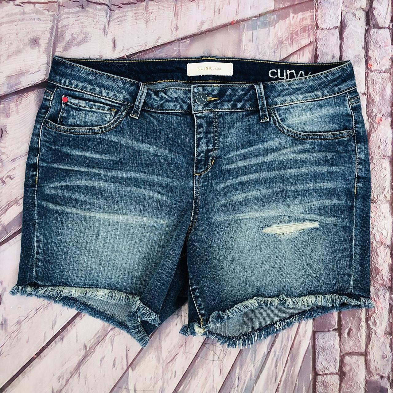 Slink Women's Curvy Blue Denim Shorts Size 18, NWT... - Depop
