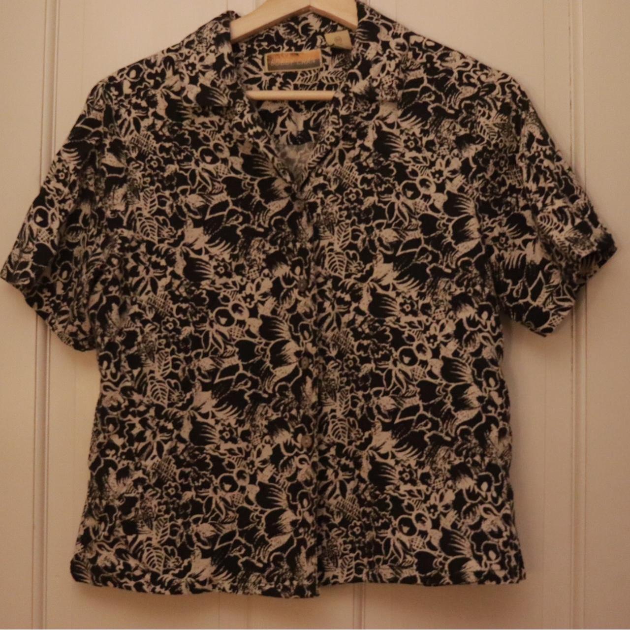 BLUE AND WHITE HAWAIIAN SHIRT BRAND IS BOBBY CHAN... - Depop