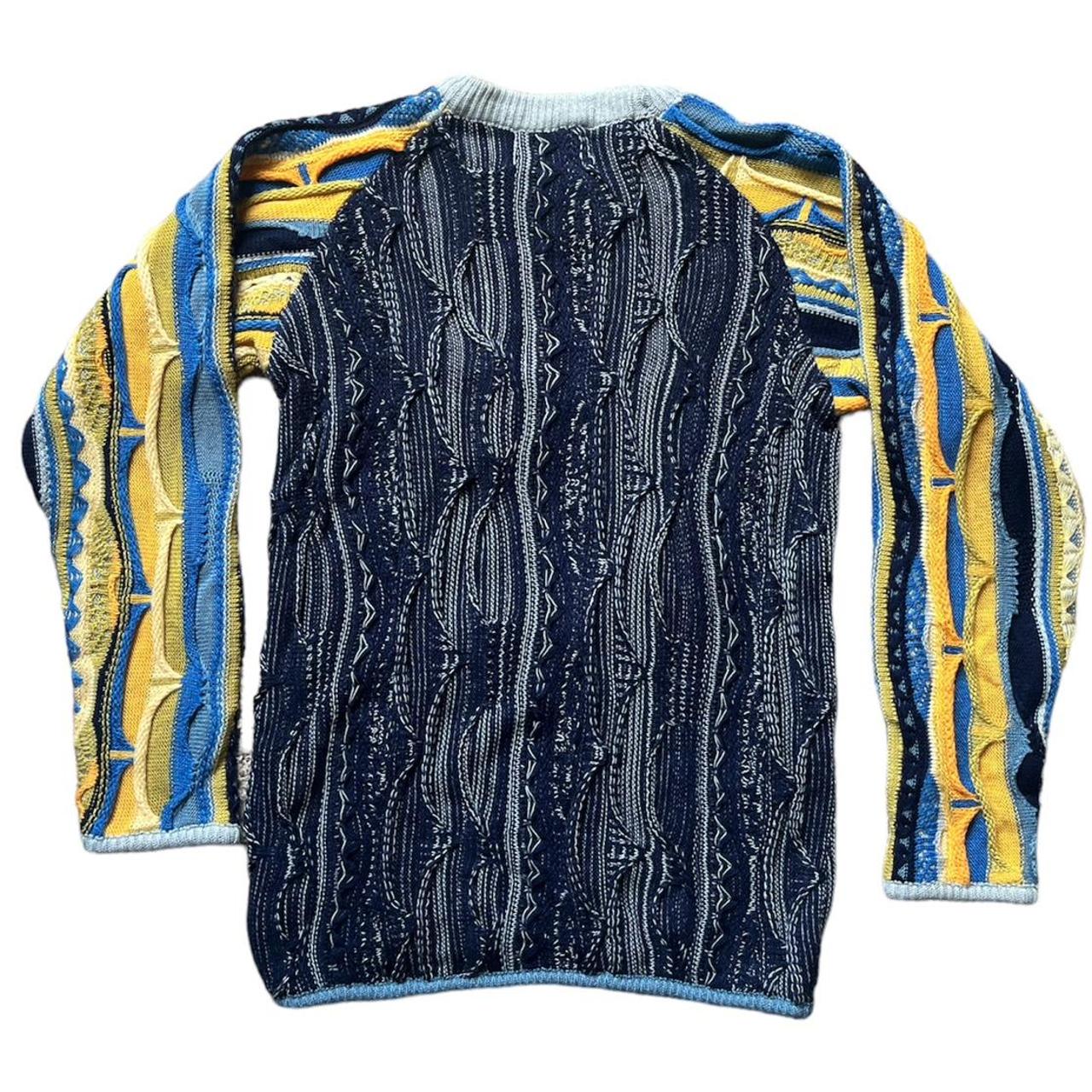 Coogi Men's Navy and Yellow Jumper | Depop