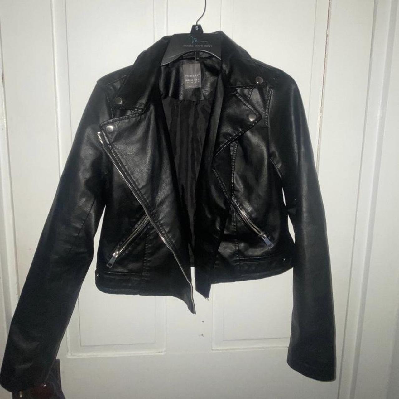 Primark Black Pleather Jacket US Size 8 fits smaller... - Depop