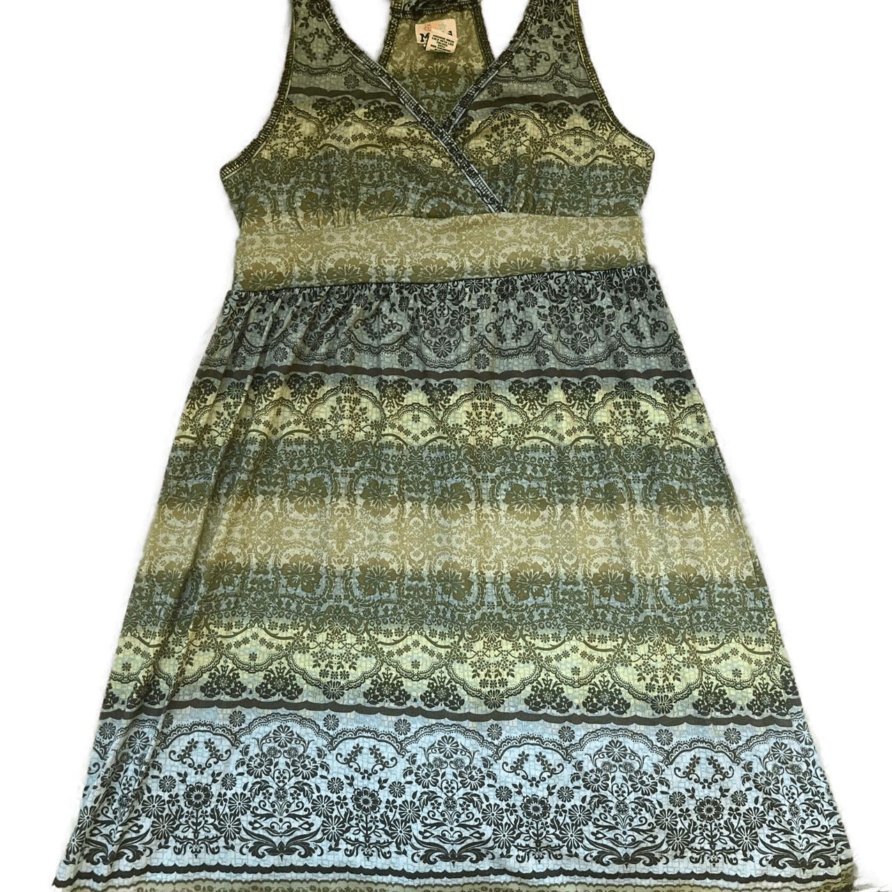 Mudd Clothing Women's Green and Blue Dress | Depop