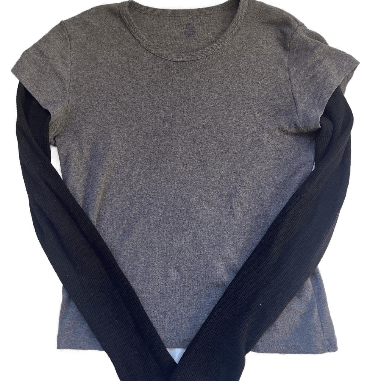 Brandy Melville grey and black layered Hailie long... - Depop