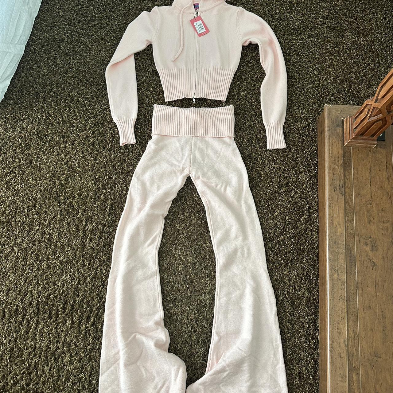 EDIKTED light pink sweater SET set size XS pants... - Depop