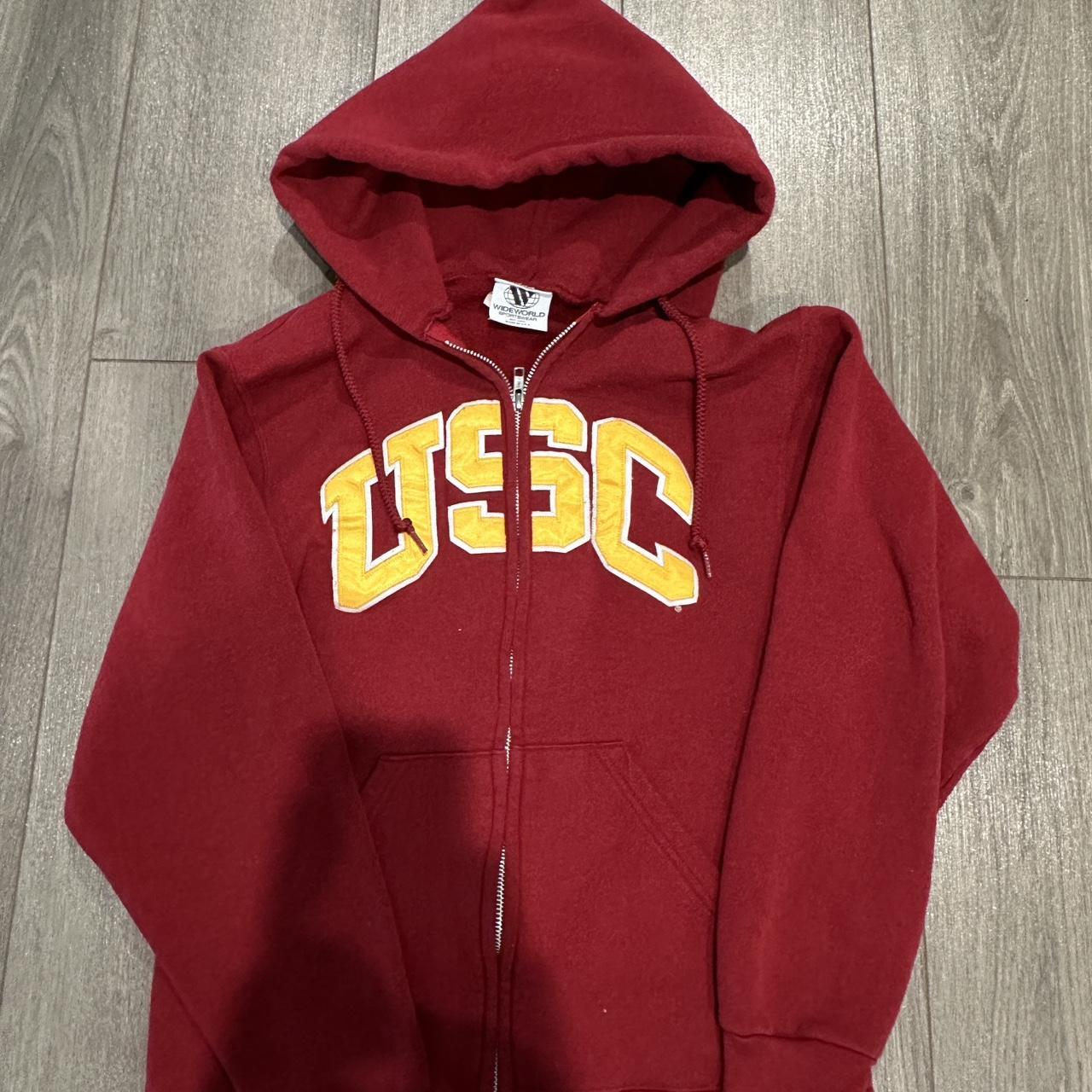 USC 1990 Vintage Zip Up Hoodie size small in... - Depop