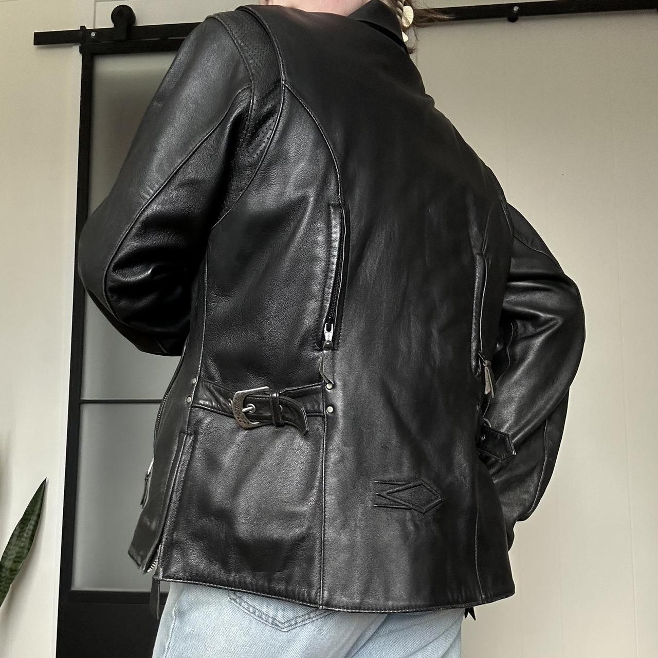 🔥Genuine Leather Motorcycle Jacket with Flame... - Depop