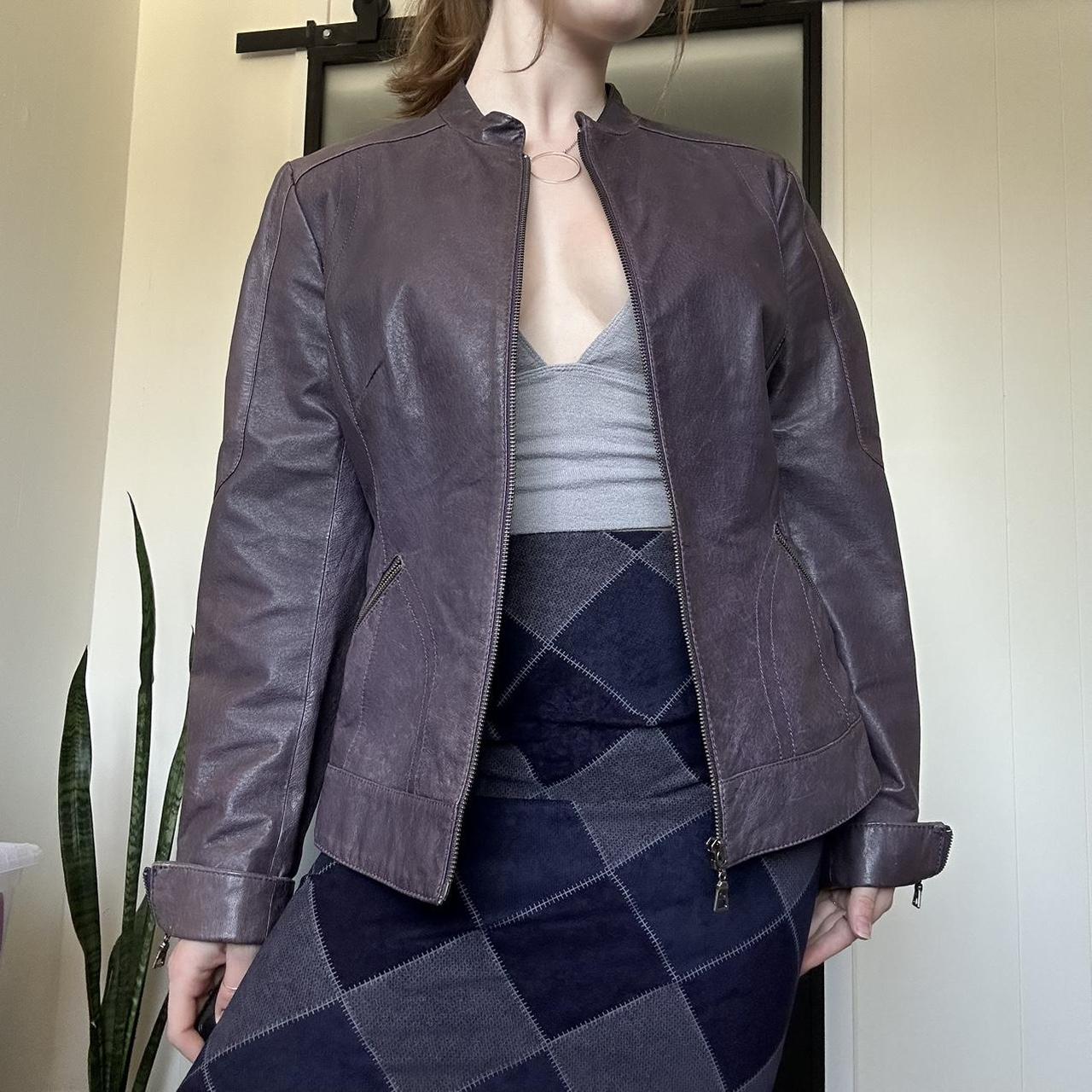 💜 Vintage 90s Danier Genuine Leather Full Zip Jacket... - Depop