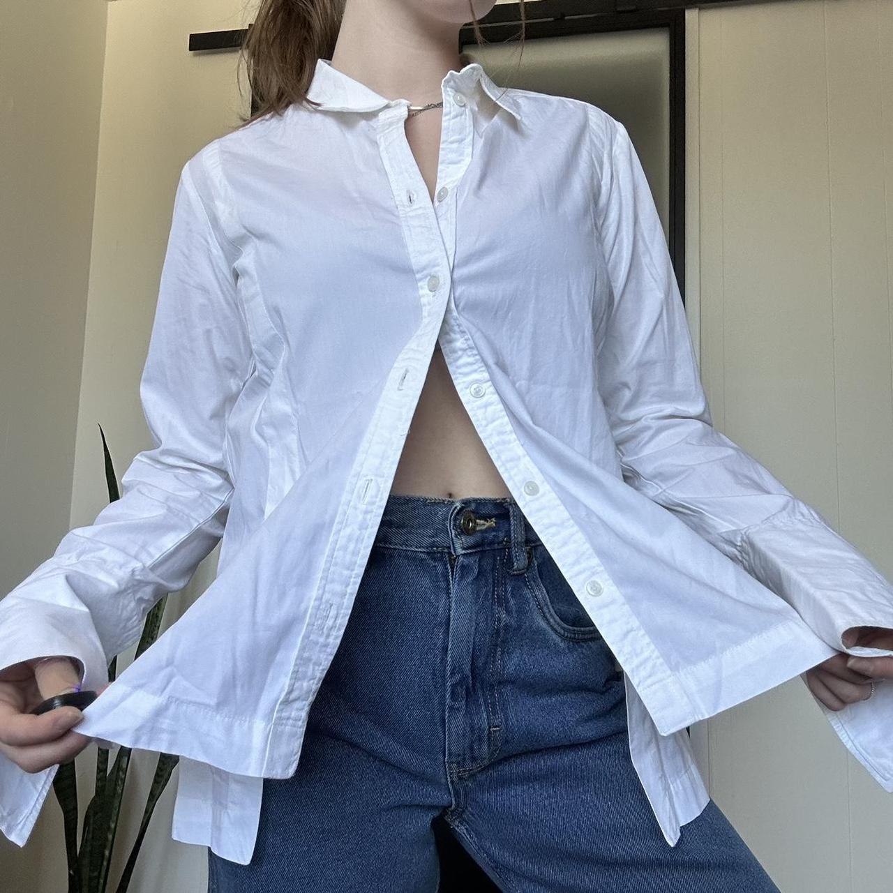 🤍 Vintage 90s Contemporary White Button-Up Dress... - Depop