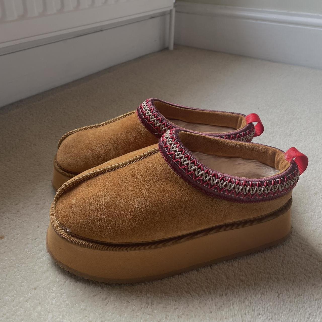 platform tazzman slippers brown and red boho size... - Depop