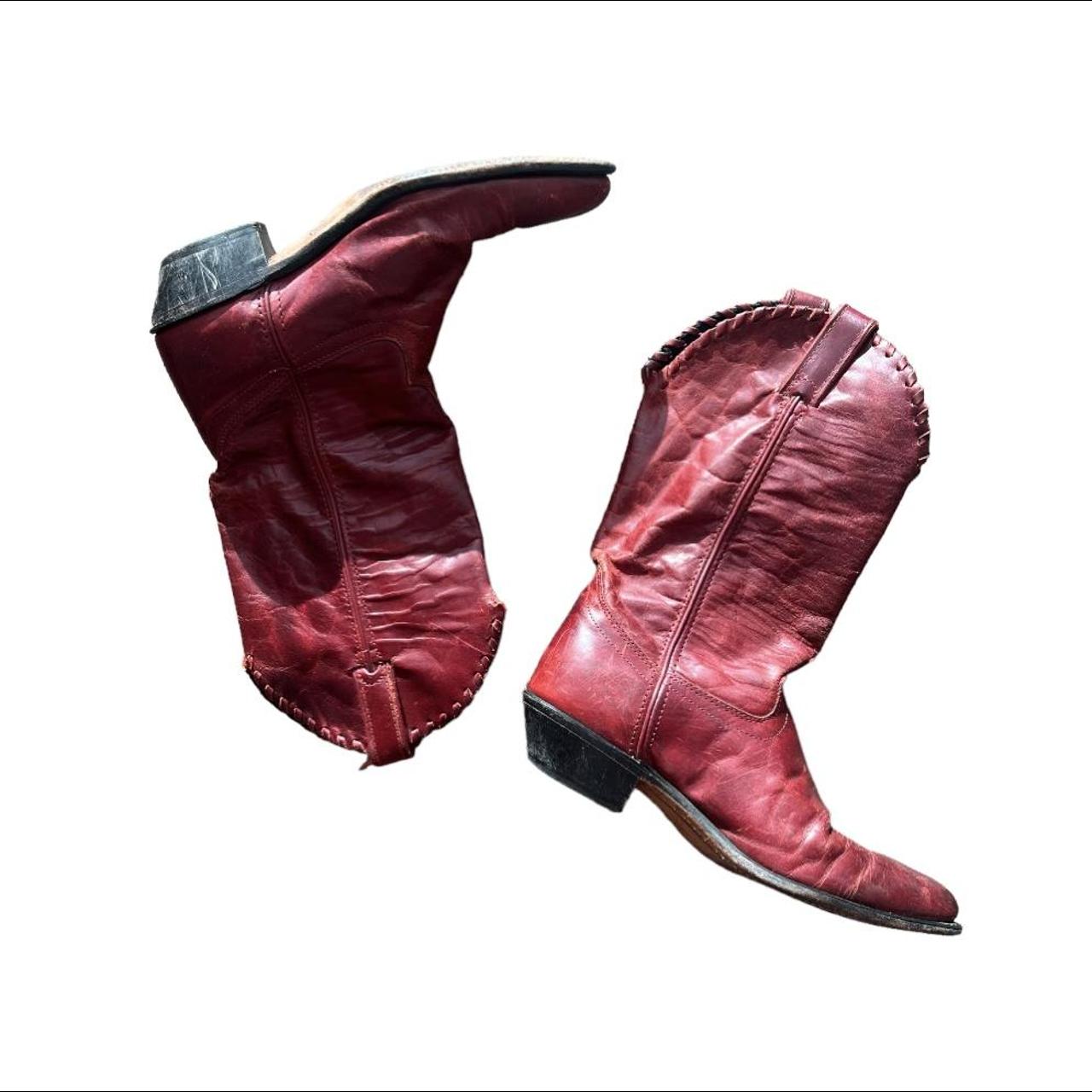 Cherry red cowboy boots in great condition with... - Depop