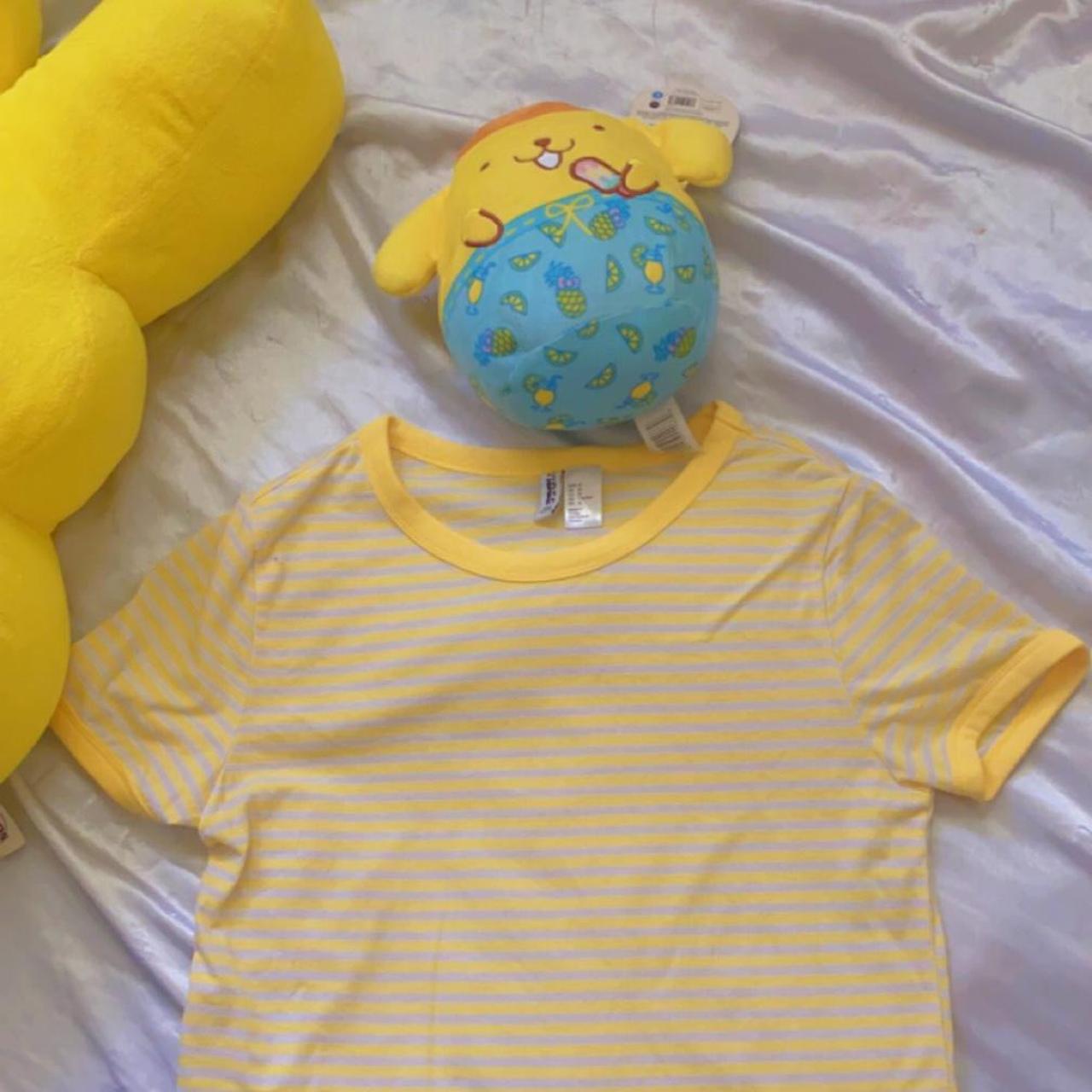 Yellow Striped White Tee Shirt Top Selling because... - Depop