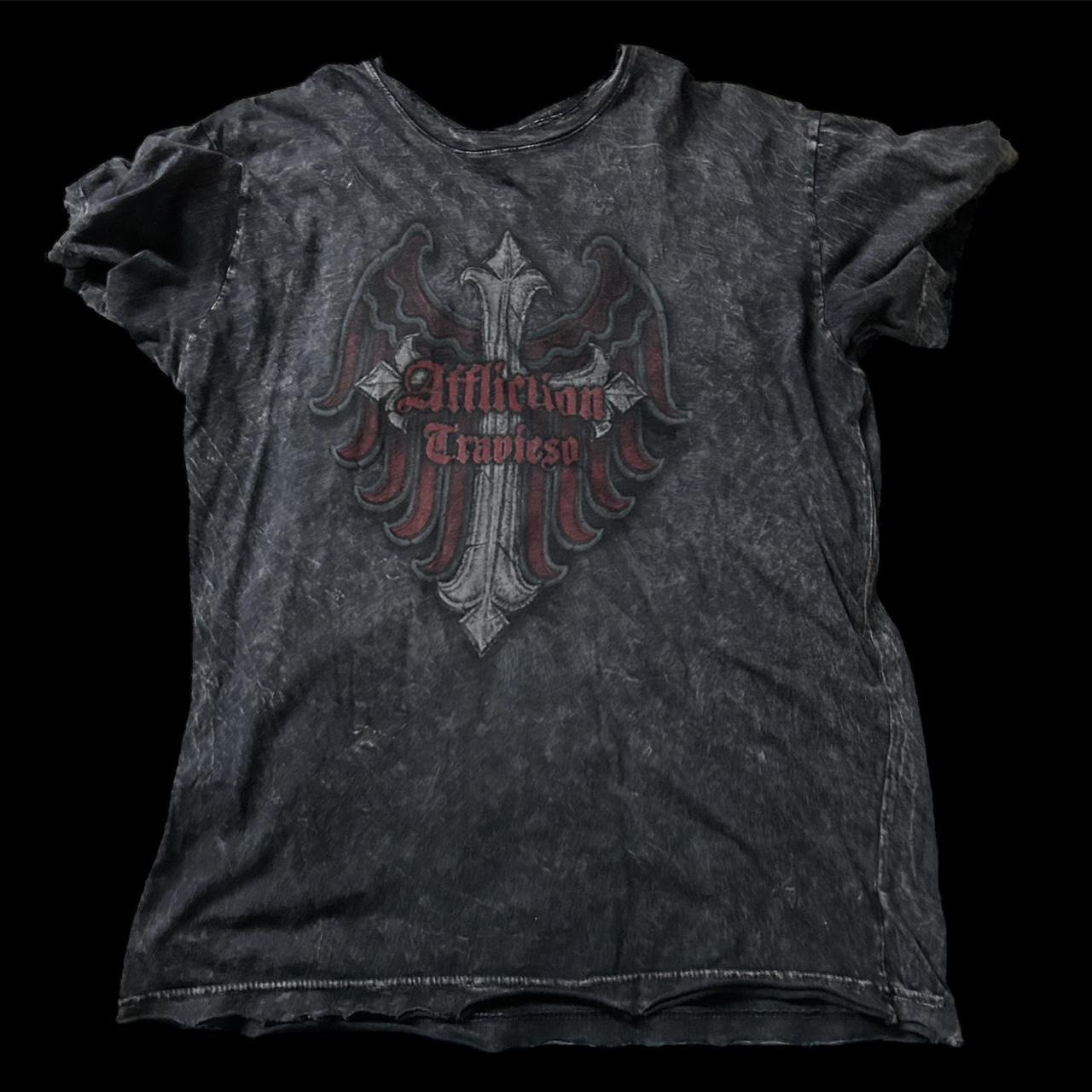 affliction black and red cross vintage shirt... | Depop