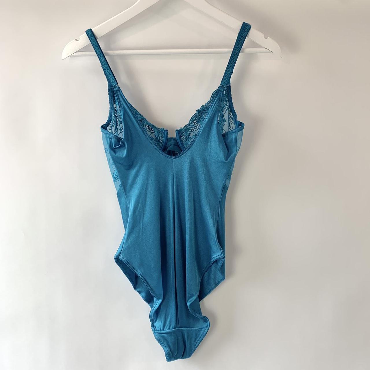 00's blue floral lace bodysuit Brand is Christies... - Depop