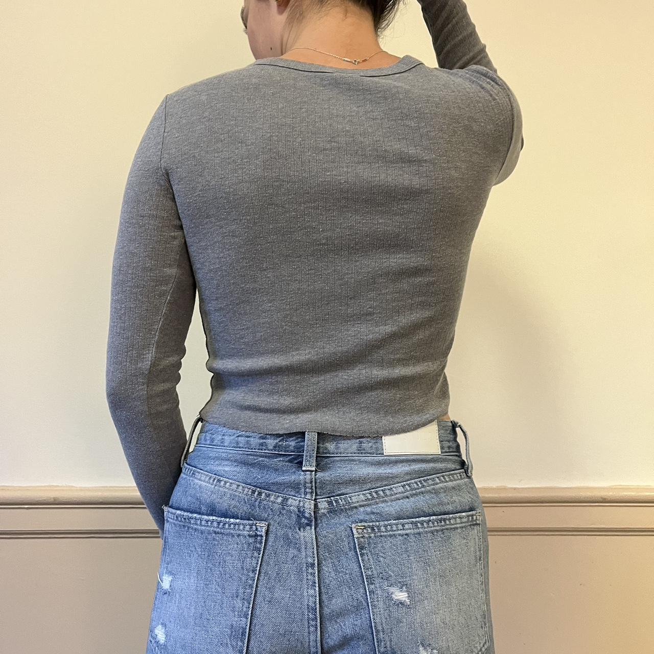 Wild fable grey ribbed long sleeve — cropped - Depop