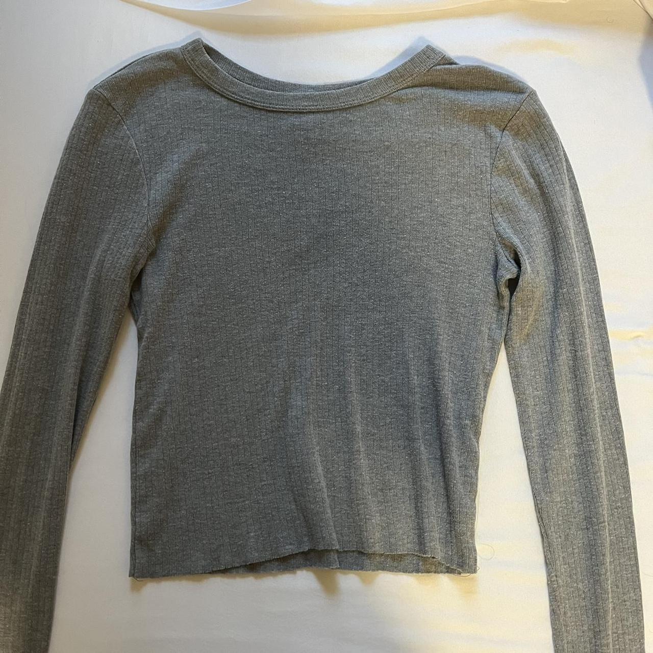 Wild fable grey ribbed long sleeve — cropped - Depop