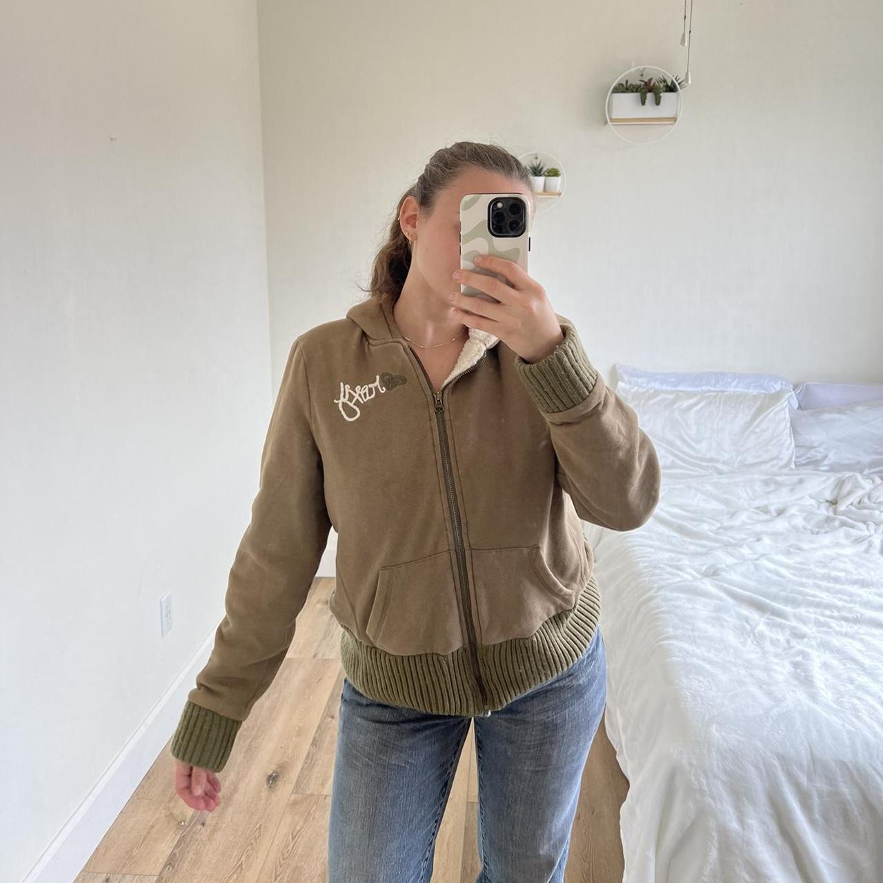 Roxy Women's Green and Khaki Jacket | Depop