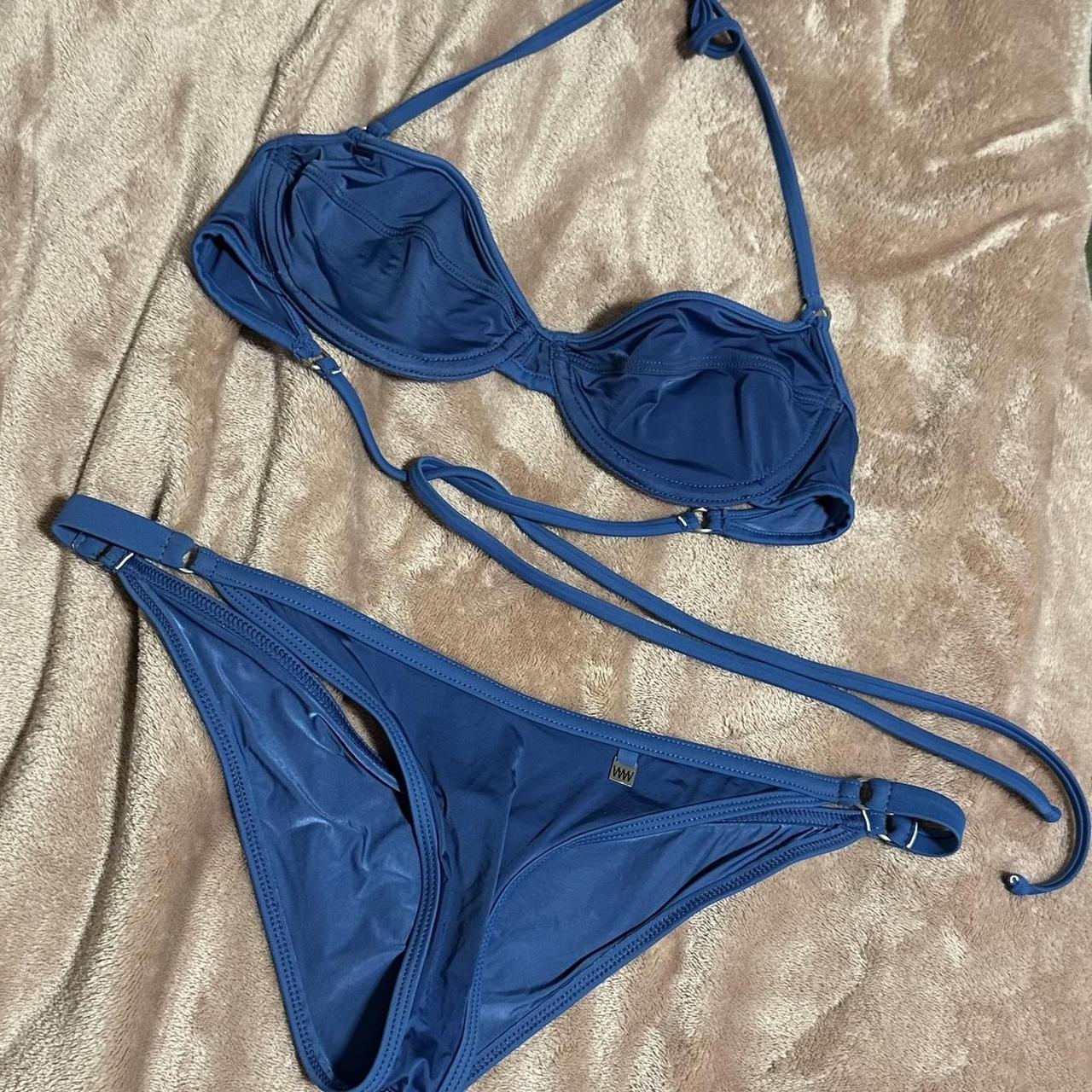 Wicked Weasel Sheer dark blue bikini set Small... - Depop