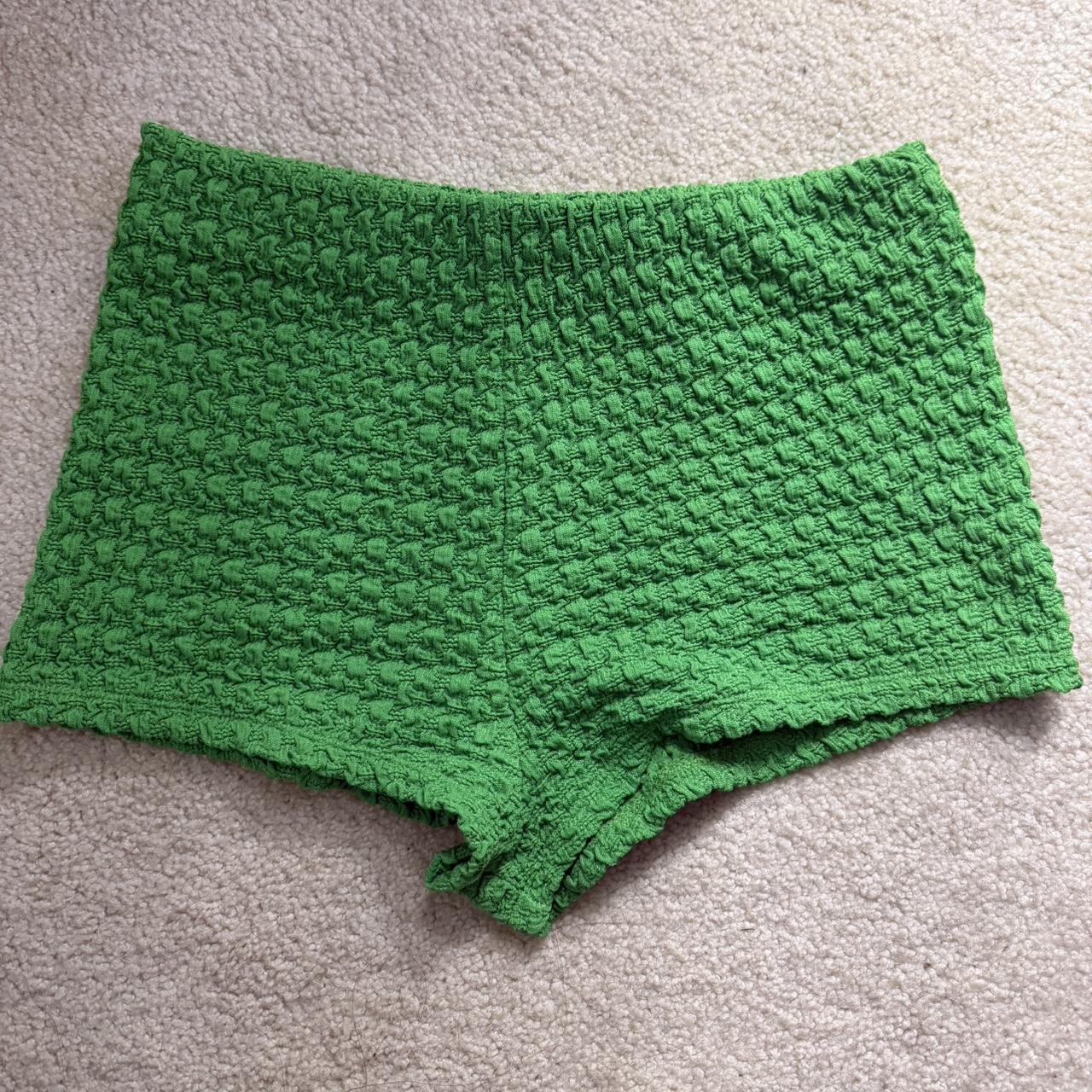Zara Green Mini Micro Shorts -Great for a... | Depop