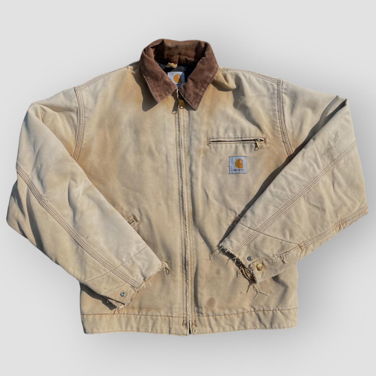 CARHARTT VINTAGE DETROIT JACKET - beige/tan with... - Depop