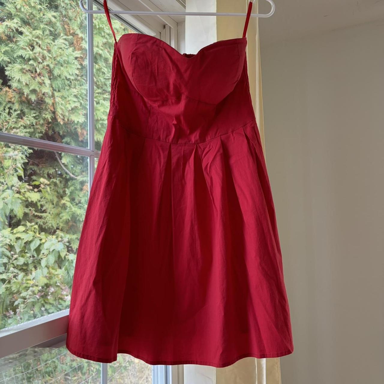 Rue 21 Red Strapless Fit and Flare Dress Size... - Depop