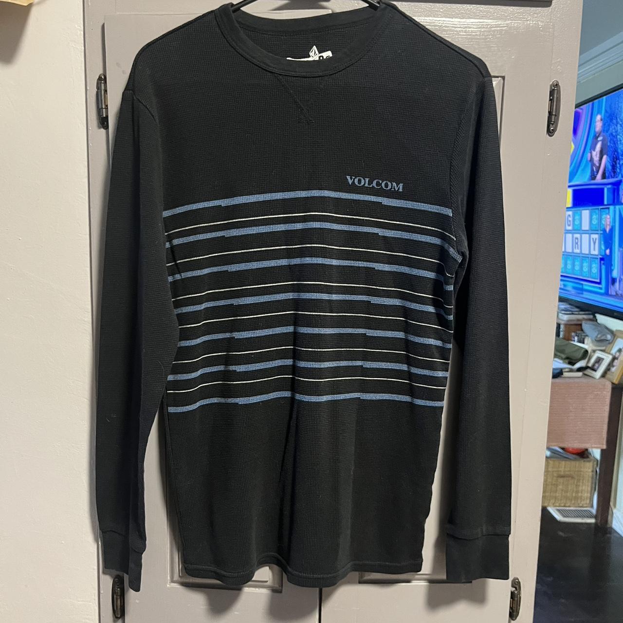 Super cute Volcom sweater with blue and white stripe... - Depop