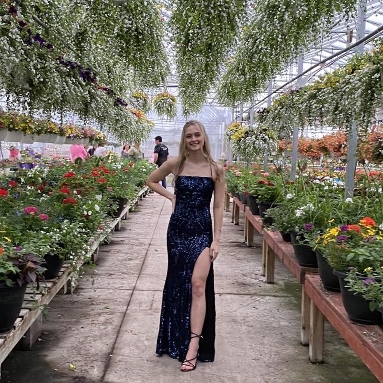 Dress -Windsor -Navy blue and black w sparkle -worn... - Depop