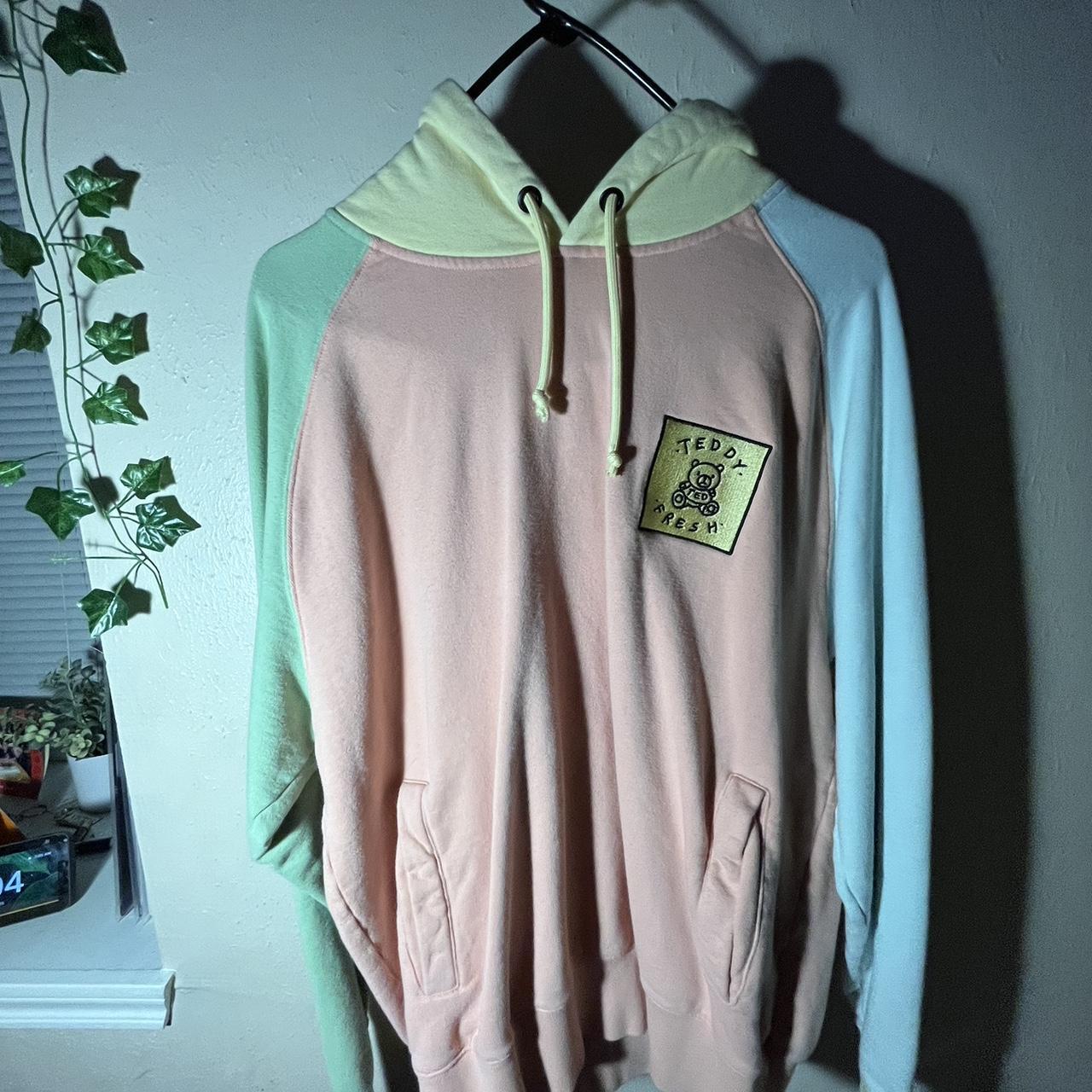 teddy fresh colorblock hoodie! in good condition,... | Depop