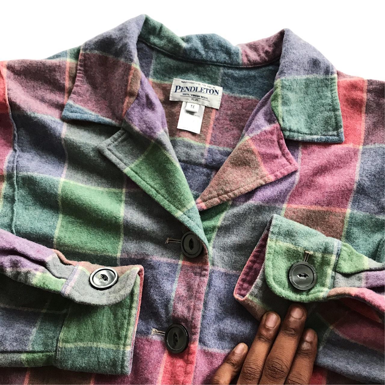 Pendleton Women's Pink and Blue Jacket | Depop
